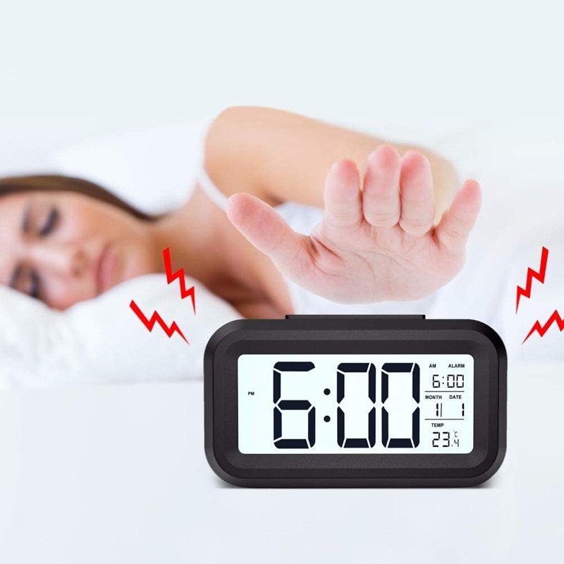 Ceas digital cu alarma PO 21, LED, Temperatura, Calendar, Negru - eMAG.ro