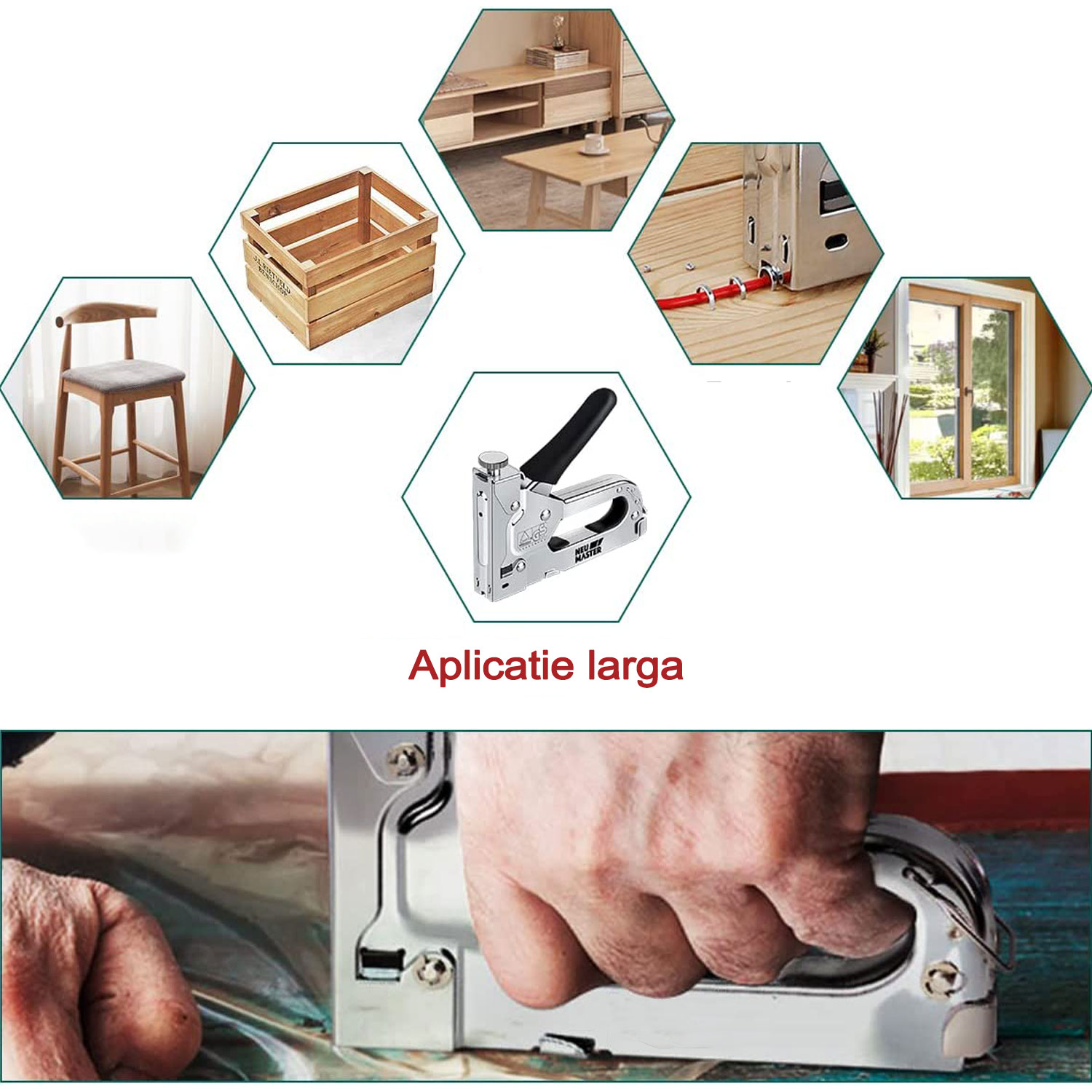 Pistol pentru capse, Vaxiuja, 3in1, Argintiu - eMAG.ro