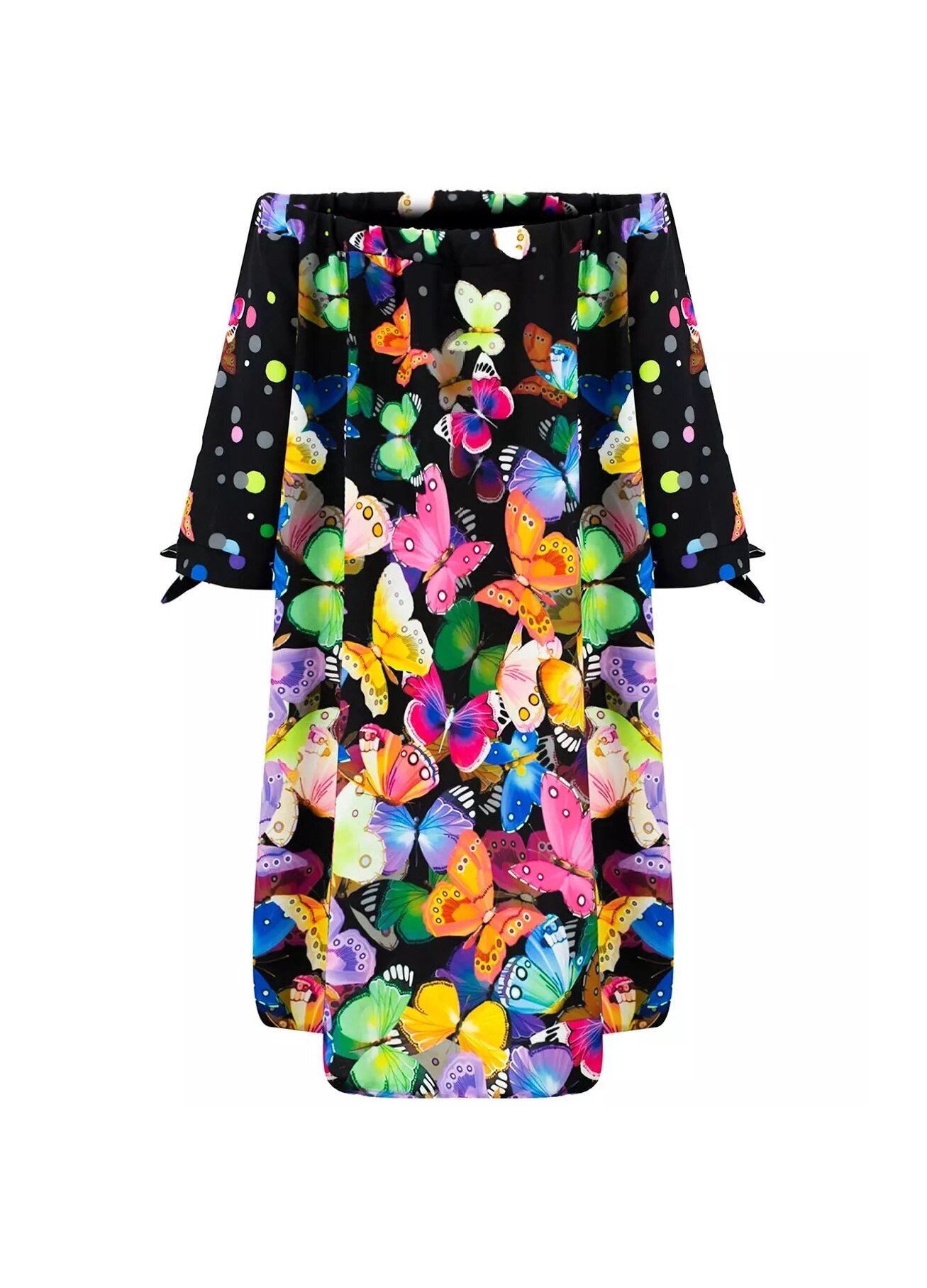 Rochie cu fluturi, Agrafka, Bumbac, Multicolor, 52 - eMAG.ro