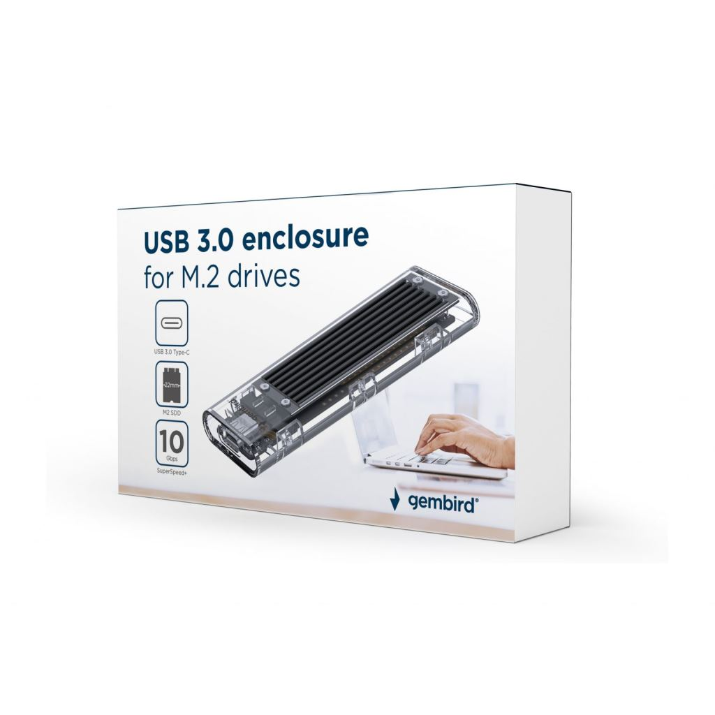 Gembird külső M.2 SSD ház USB 3.1 átlátszó (EE2280-U3C-02) (EE2280-U3C ...