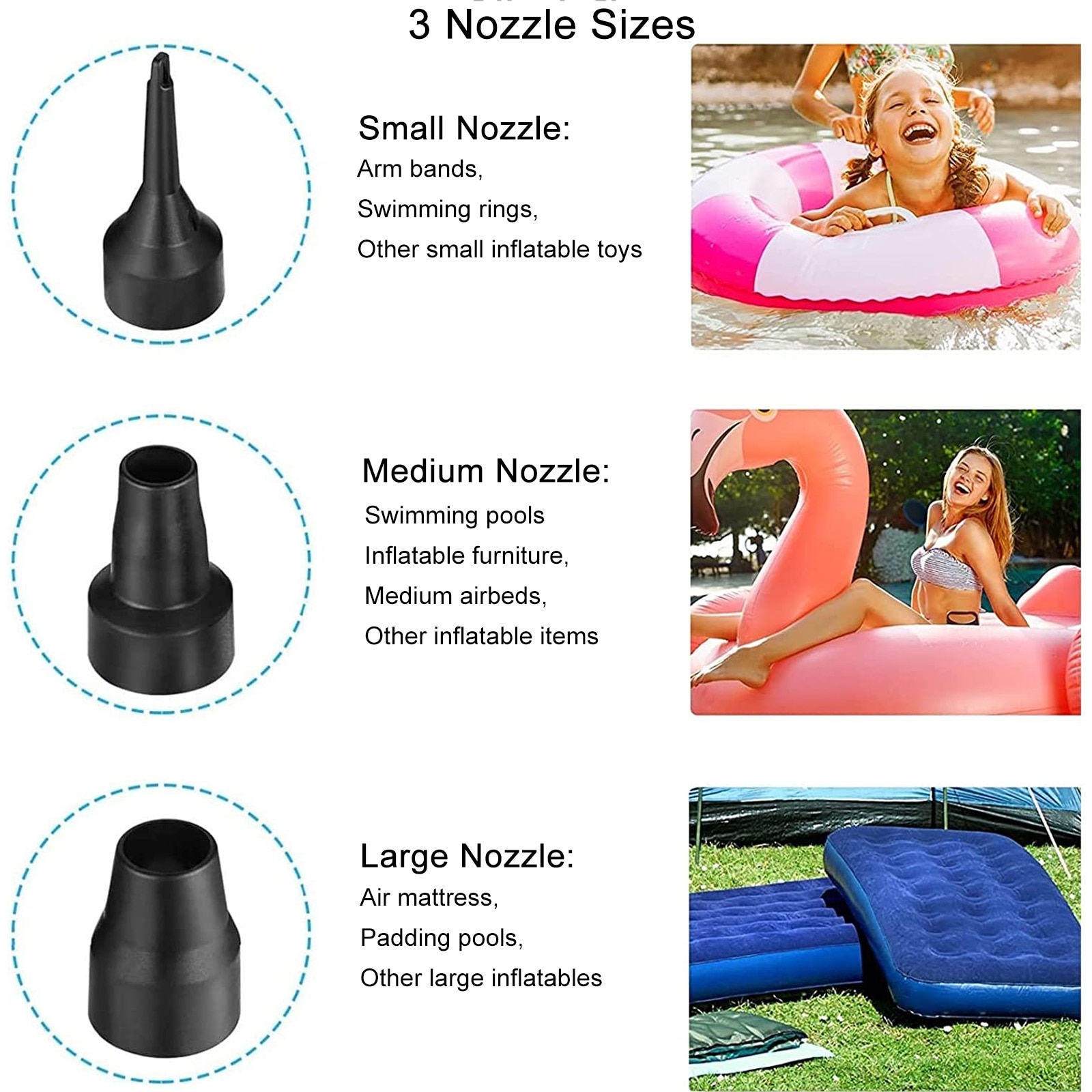 Pompa Electrica Pentru Umflat Si Dezumflat Saltele, Darklove, Cu 3 duze ...