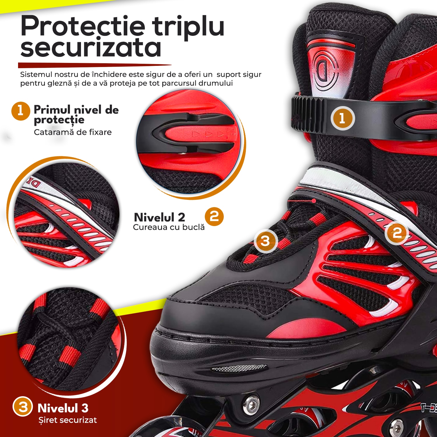 Role reglabile pentru copii si adulti, roti cu lumini din silicon, 4 ...