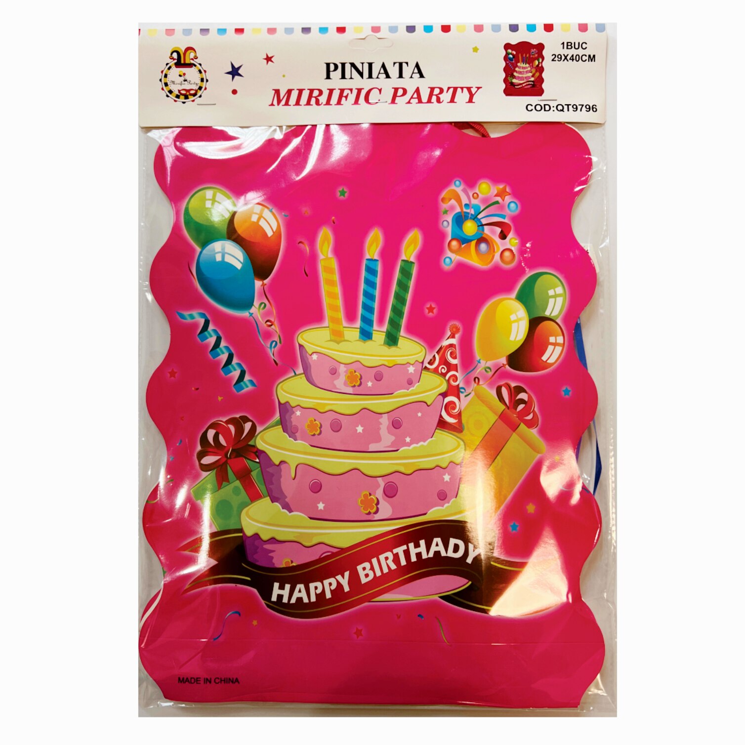 Pinata pentru petrecere, Happy birthday, QT9796, multicolor, 29 x 40 cm ...