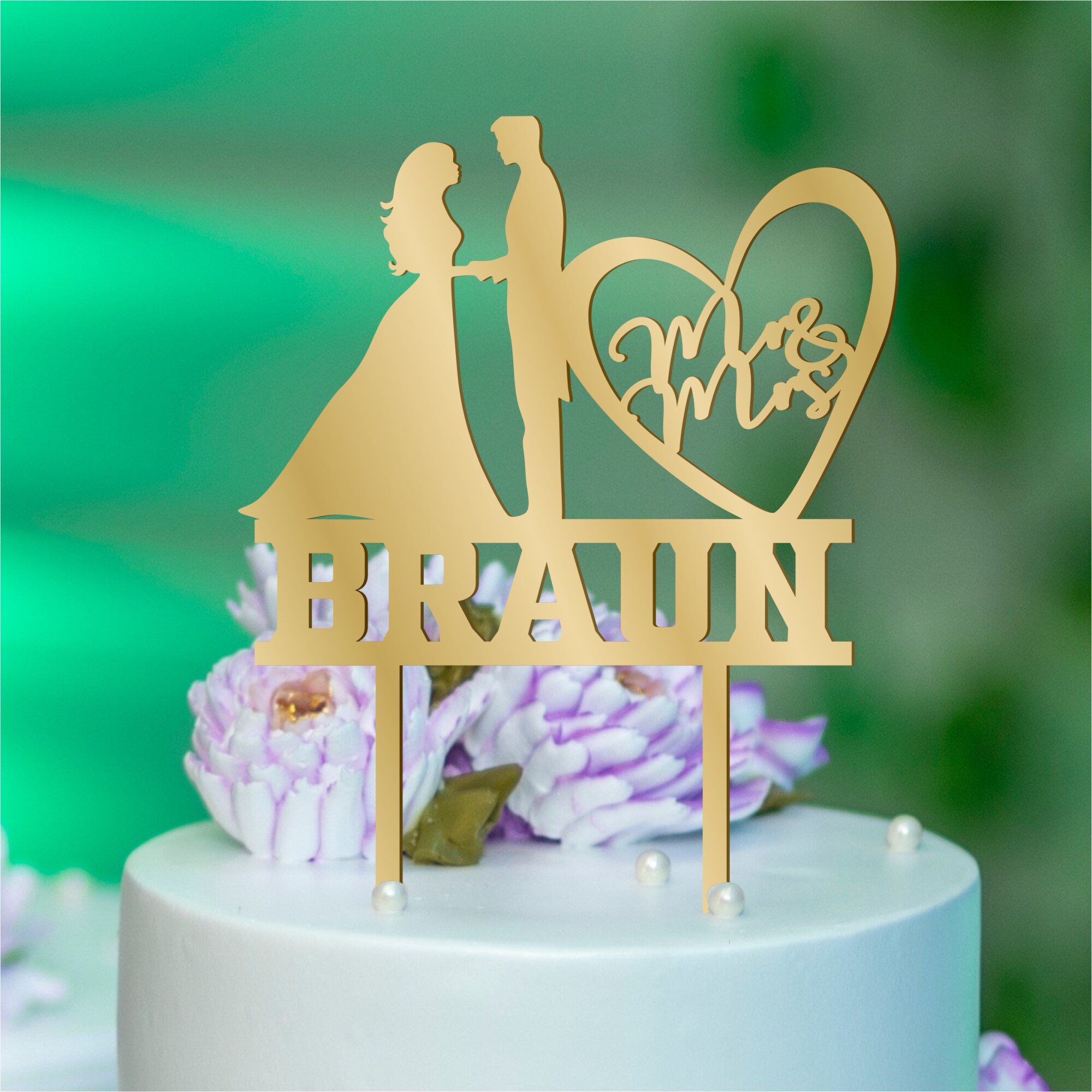 Topper tort personalizat cu nume Mr & Mrs, Inedit Print, TC900, Oglinda ...