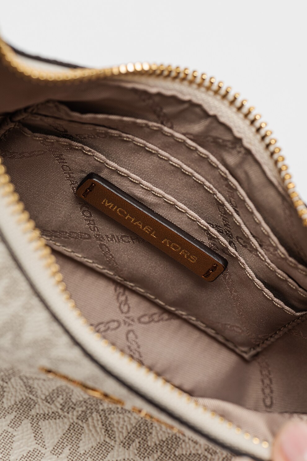 Michael Kors, Geanta cu maner din lant si imprimeu logo Jet Set Charm ...