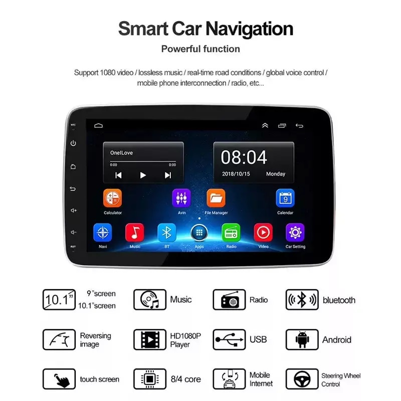 Multimedia auto, ZT, Pentru Universal, Android 12, 9", 1DIN FLIP, 360 ...