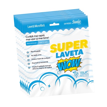 Set 6 Laveta universala din microfibra Super Laveta, alba, 50x50 cm ...