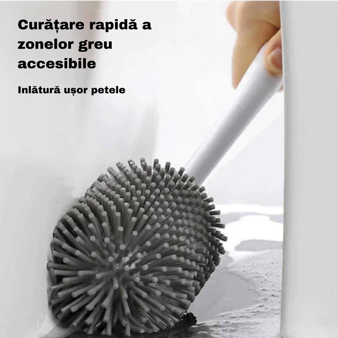 Perie WC durabila din silicon, anti-miros, recipient inchis, suport ...