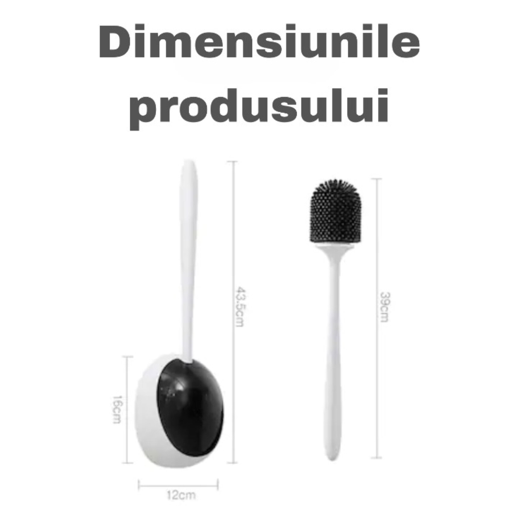 Perie WC durabila din silicon, anti-miros, recipient inchis, suport ...