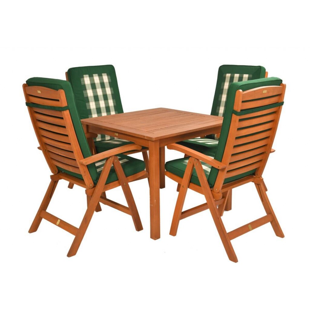Set mobilier de gradina cu 4 scaune, Rattanland, Lemn, Maro - eMAG.ro