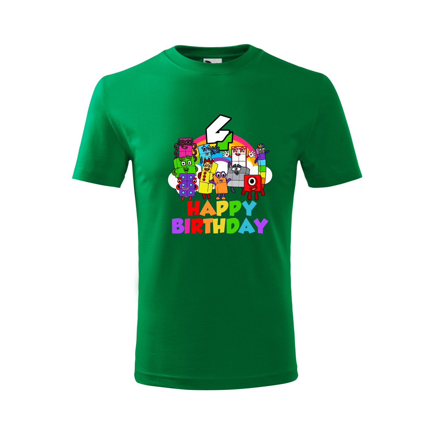 Tricou personalizat "Numberblocks - Happy Birthday ", Verde, 4 ani, 110 ...