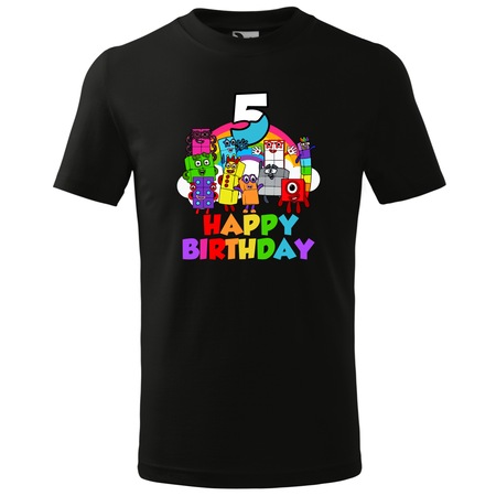 Tricou personalizat "Numberblocks - Happy Birthday ", Negru, 5 ani, 110 ...