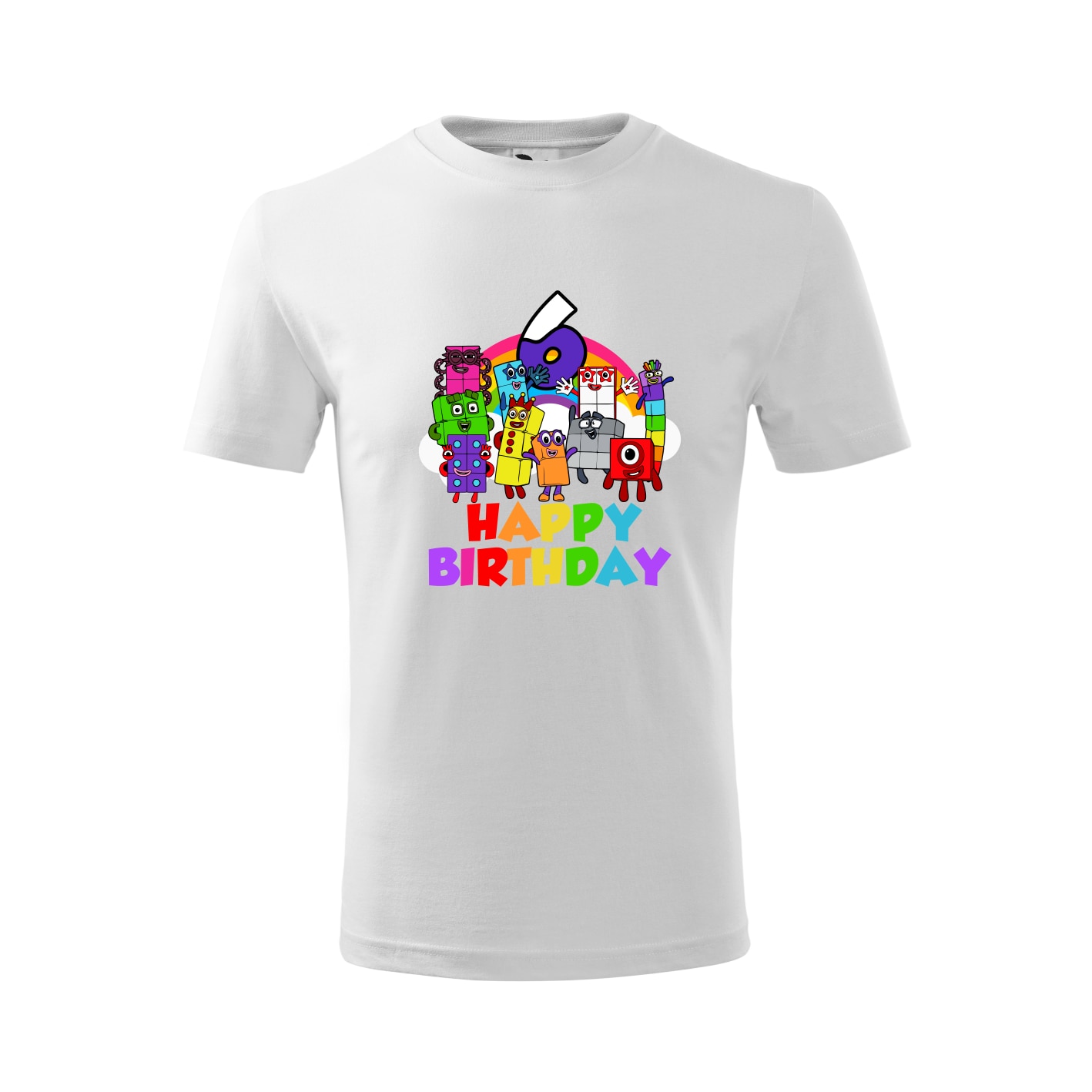 Tricou personalizat "Numberblocks - Happy Birthday ", Alb, 6 ani, 146 ...