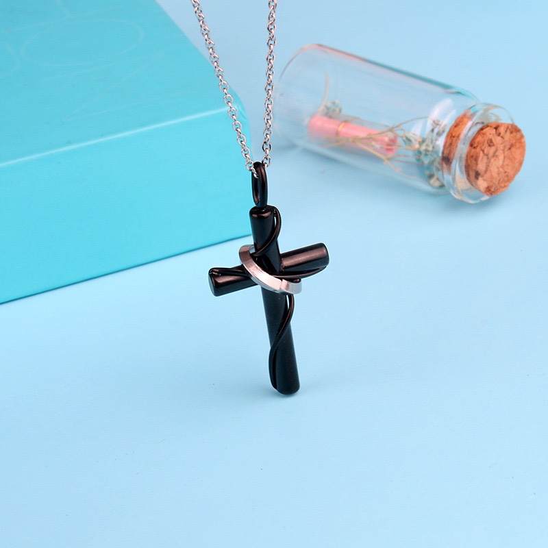 Colier cu Cruce Pentru Barbati, Joystos, Otel Inoxidabil, Simbolic si ...