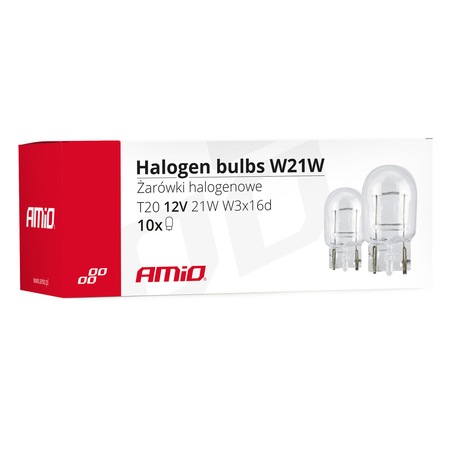 Set 10 becuri cu halogen Amio T20, W21W, W3x16d, 12V - eMAG.ro