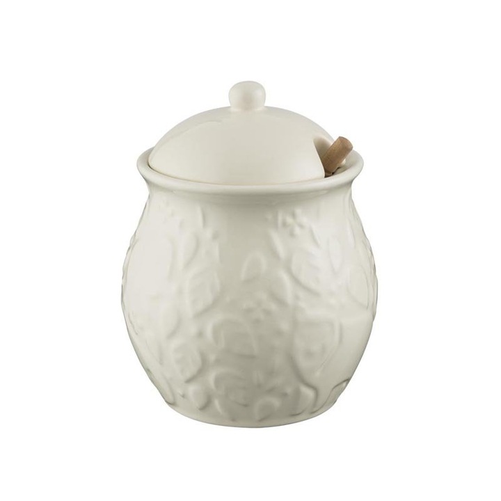 Set borcan pentru miere, Mason Cash, Ceramica, 450 ml, Alb - eMAG.ro