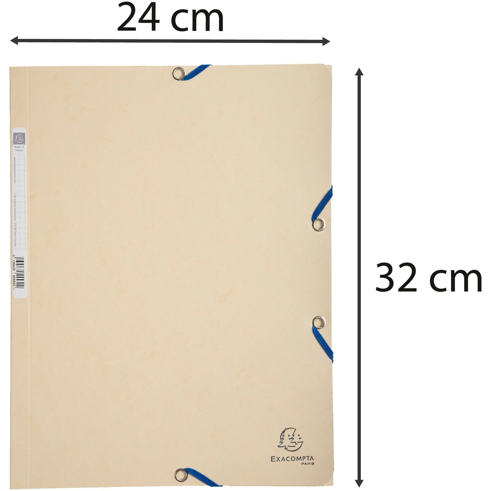 Папка с ластик Exacompta, Картон Pressboard 400 гр, 3 клапи, A4, FSC сертификат, 250 листа ...