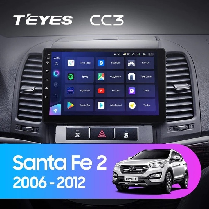 Navigatie dedicata Hyundai Santa Fe 2006-2012, Teyes CC3 2K, 64GB ROM, 4GB RAM LDDR4, Procesor ...