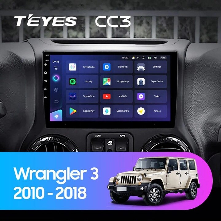 Navigatie dedicata Jeep Wrangler 3 2010-2018, Teyes CC3 2K, 128GB ROM, 6GB RAM LDDR4, Procesor ...