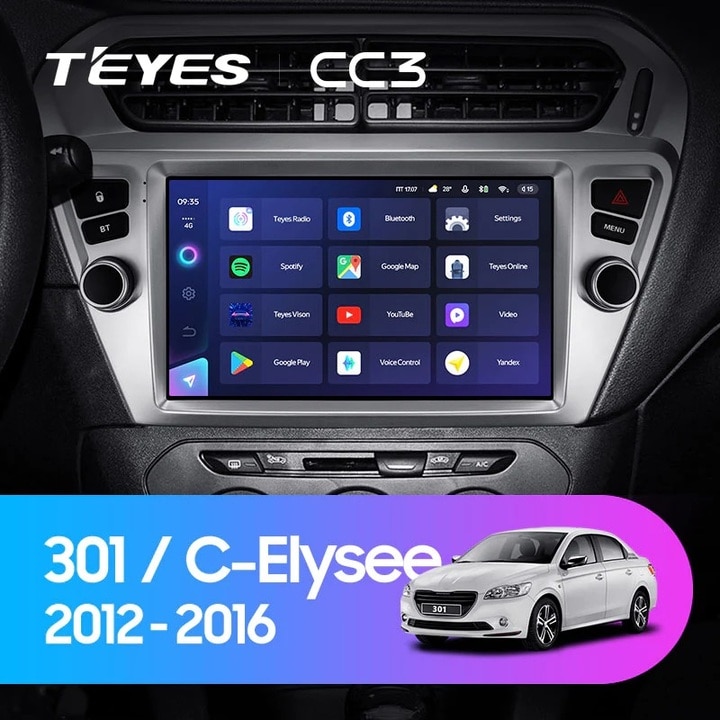 Navigatie dedicata Peugeot 301 2012-2023, Teyes CC3 2K, 128GB ROM, 6GB RAM LDDR4, Procesor Octa ...