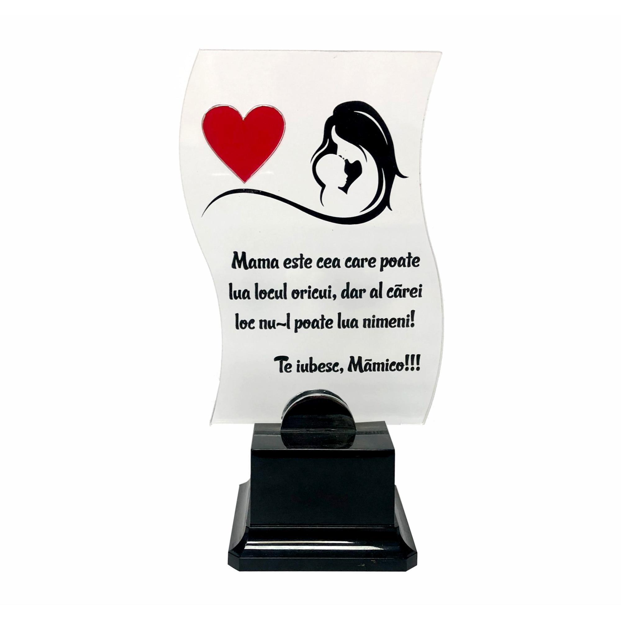 Trofeu pentru Mama, din Plexic Transparent cu Soclu negru din plastic ...