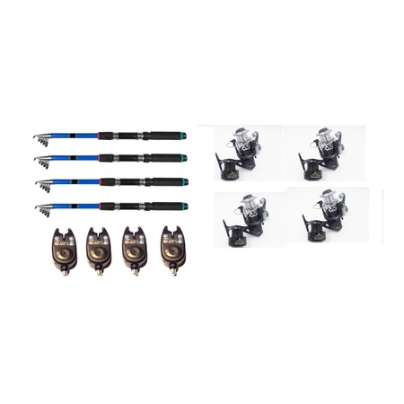 Set pescuit prokarpfishing cu 4 lansete telescopice de 3 .6m cu 4 ...
