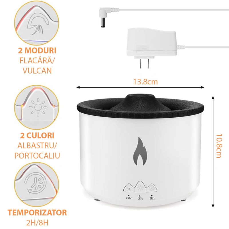 Difuzor aromaterapie in forma de vulcan, umidificator de aer, imita ...