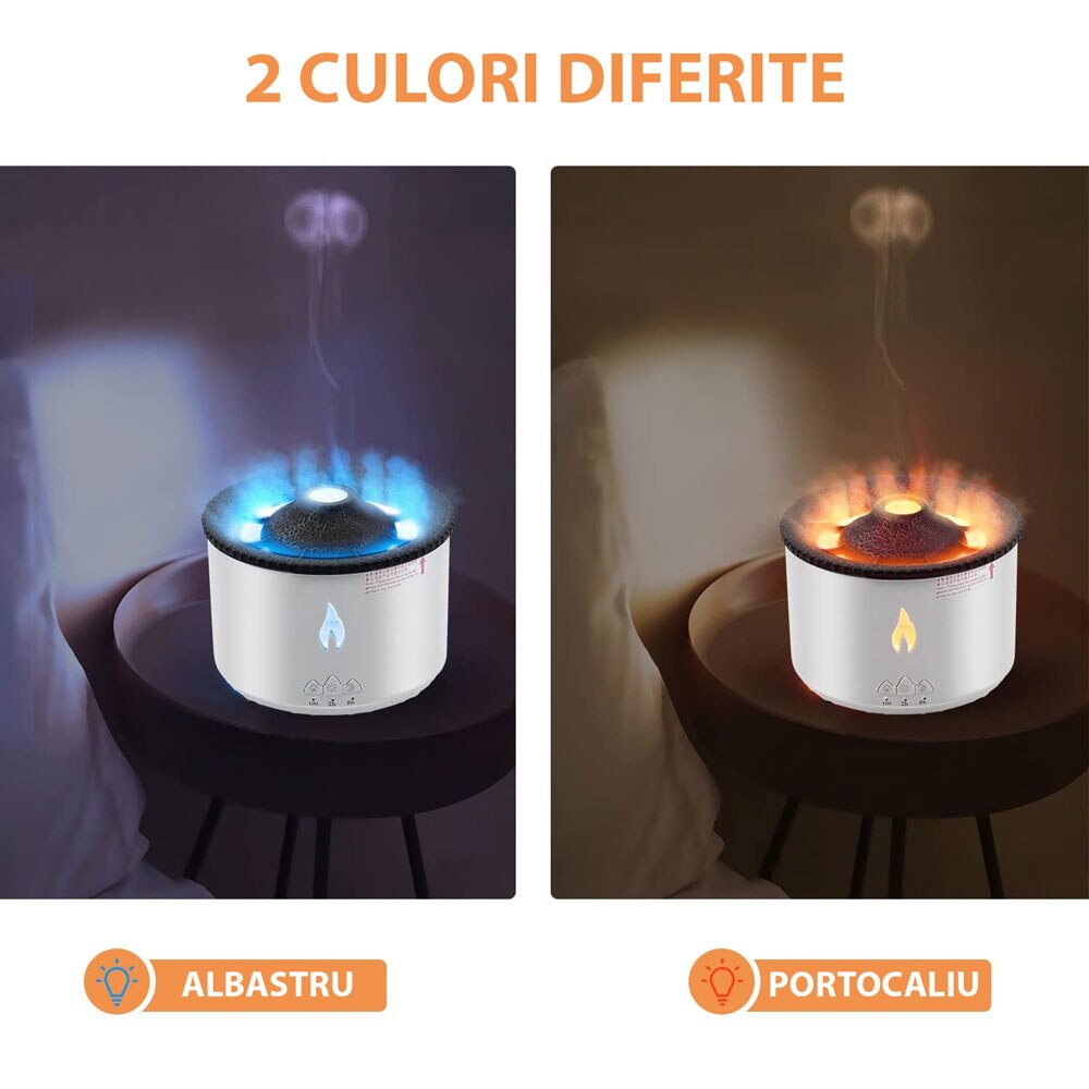 Difuzor aromaterapie in forma de vulcan, umidificator de aer, imita ...