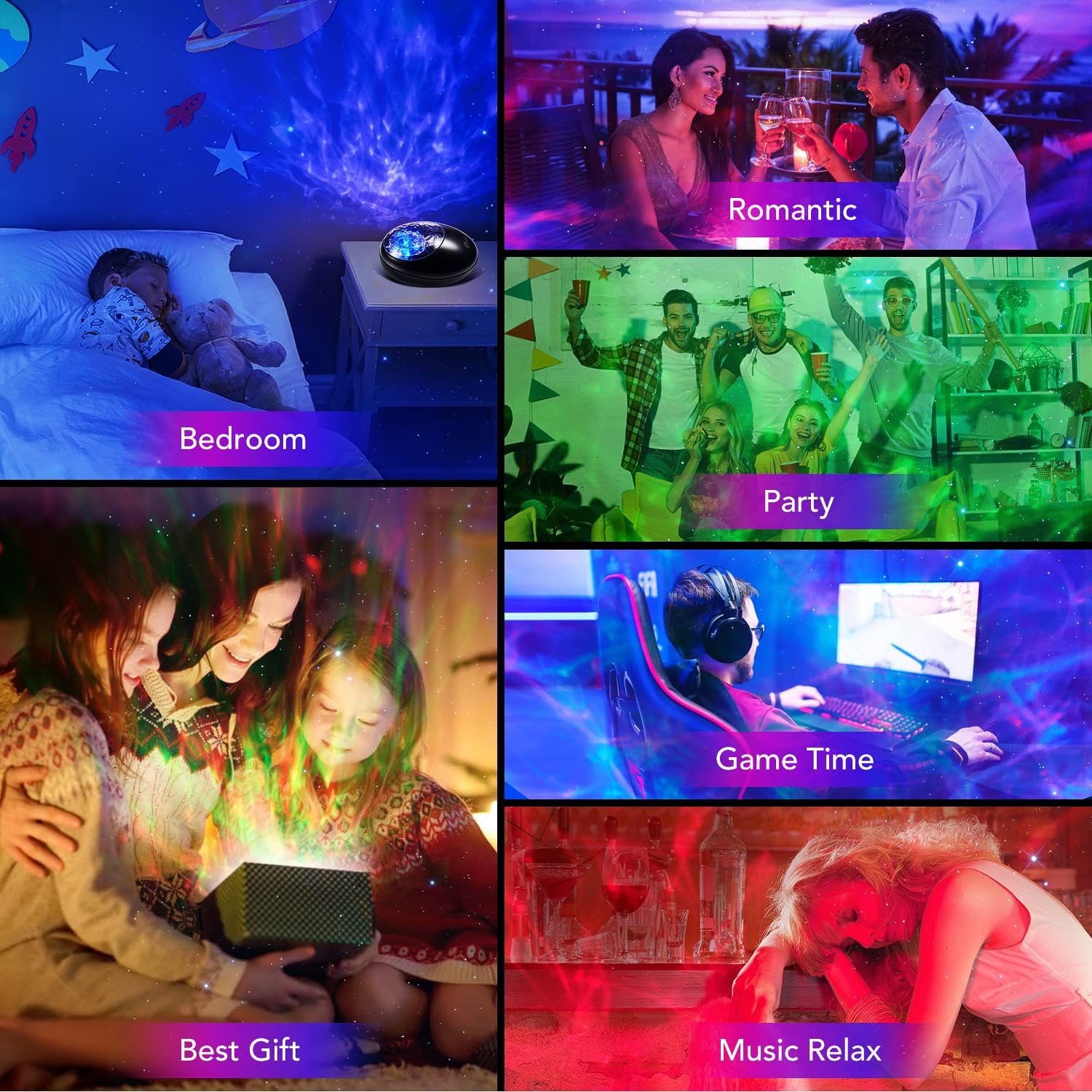 Proiector pentru copii, RGB, 24 Moduri iluminare, Sunet, Bluetooth ...