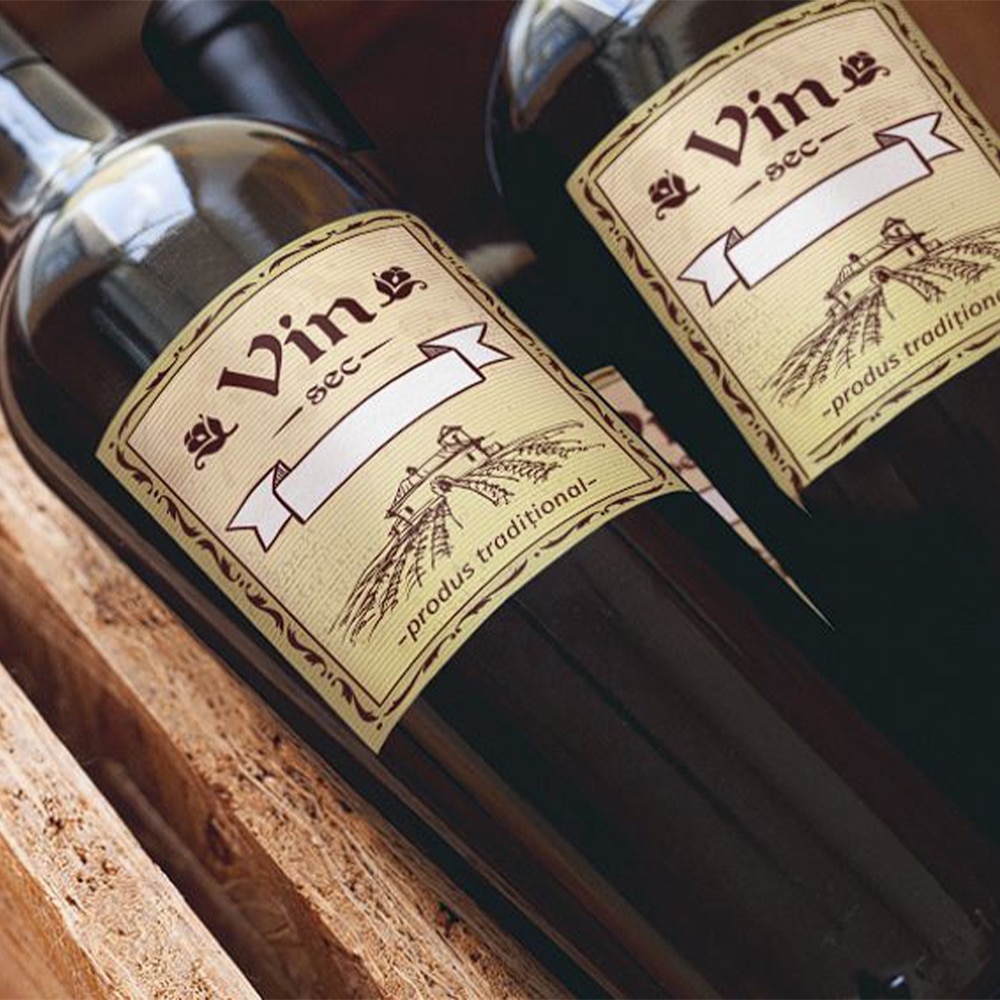 Sticker decorativ pentru sticle eticheta - Vin sec, autocolant, 20 ...