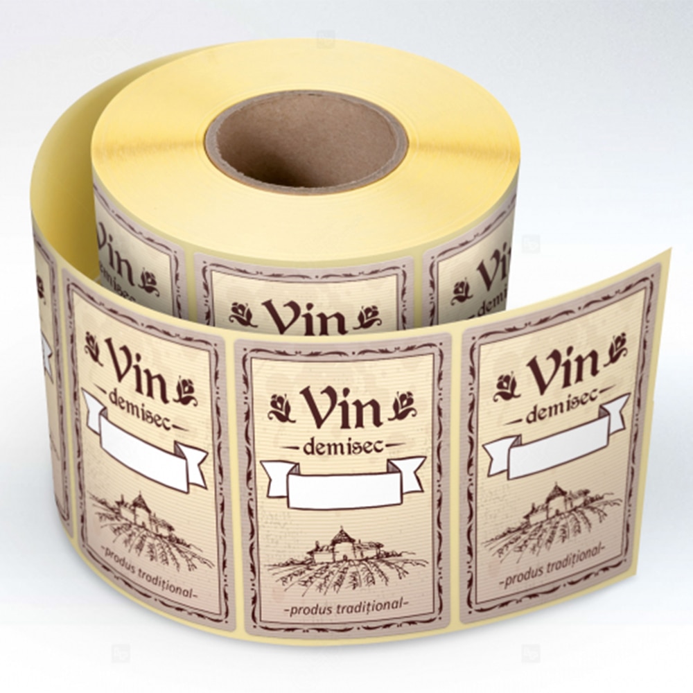 Sticker decorativ pentru sticle eticheta - Vin demisec, autocolant, 600 ...