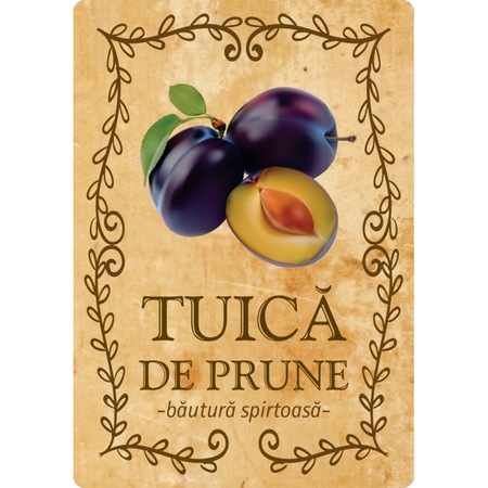 Sticker decorativ pentru sticle eticheta - Tuica de prune, autocolant ...