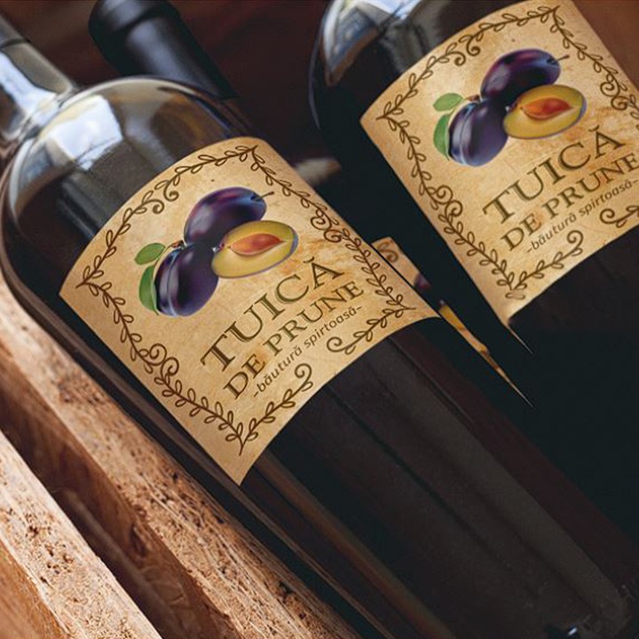 Sticker decorativ pentru sticle eticheta - Tuica de prune, autocolant ...