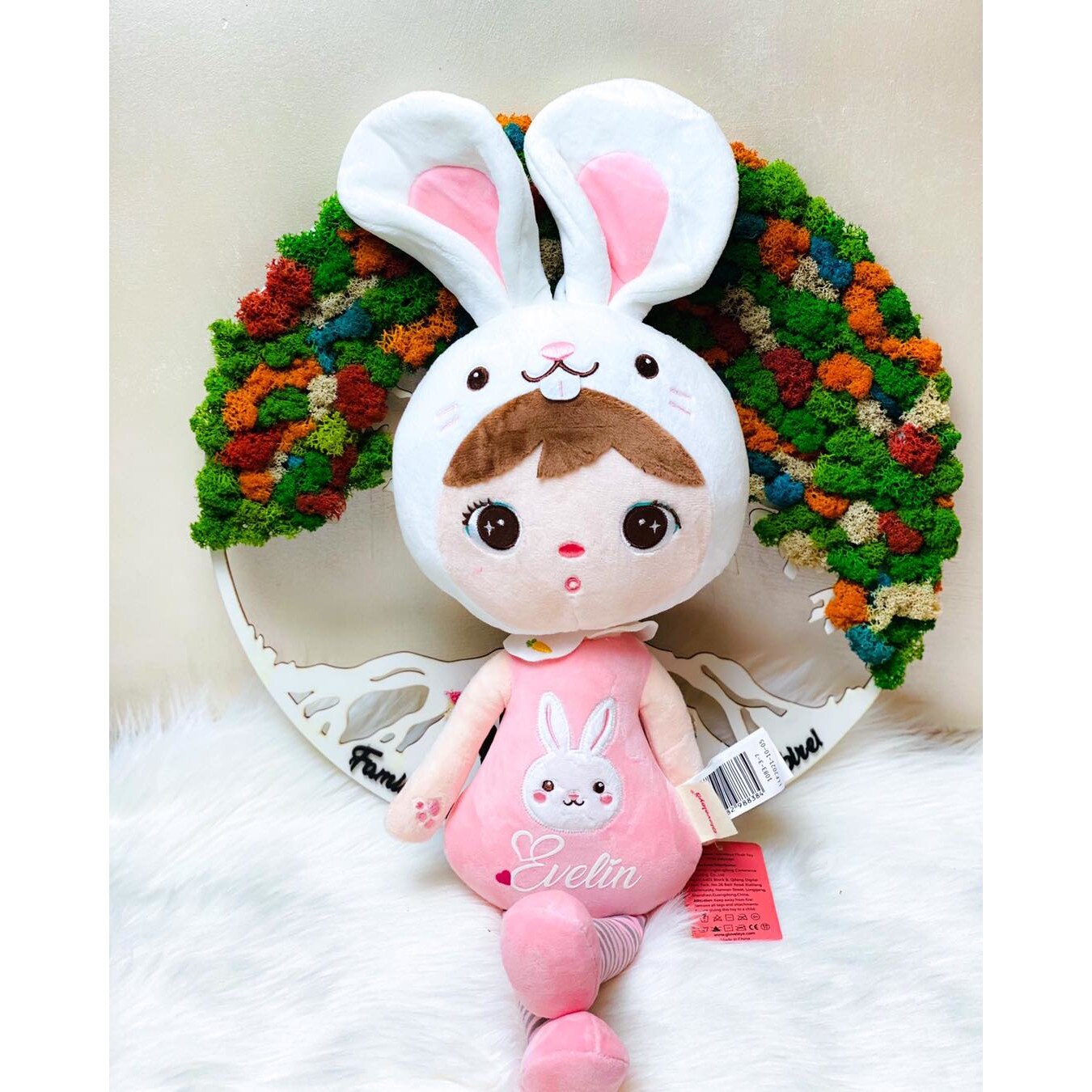 Papusa fetita Iepuras, roz, 55 cm - eMAG.ro