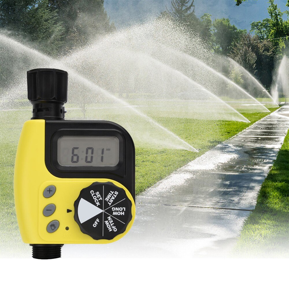 Programator irigare gradina, Afisaj LCD, Negru/Galben - eMAG.ro