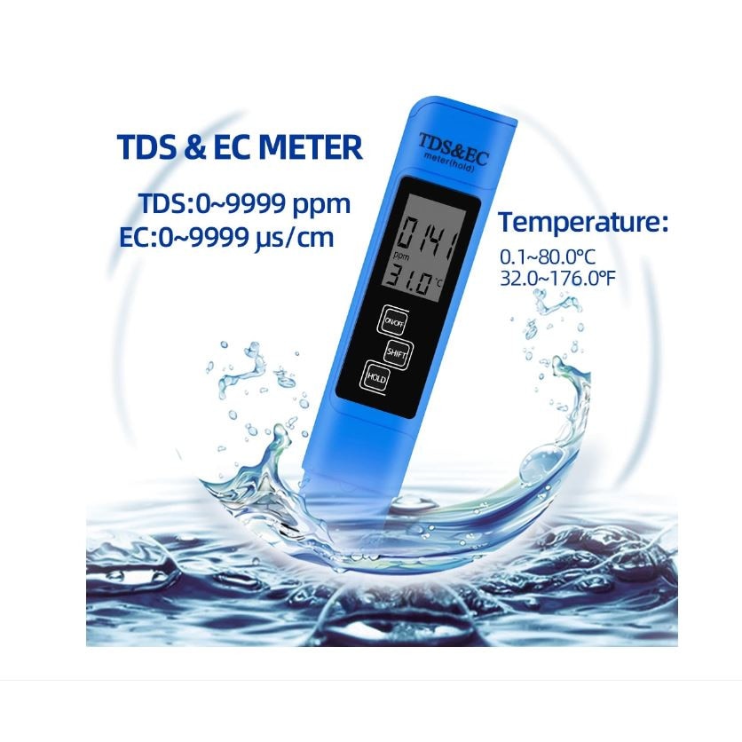 Tester TDS &EC 0-9990 ppm Conductivitate Detector Calitate Apei Monitor ...