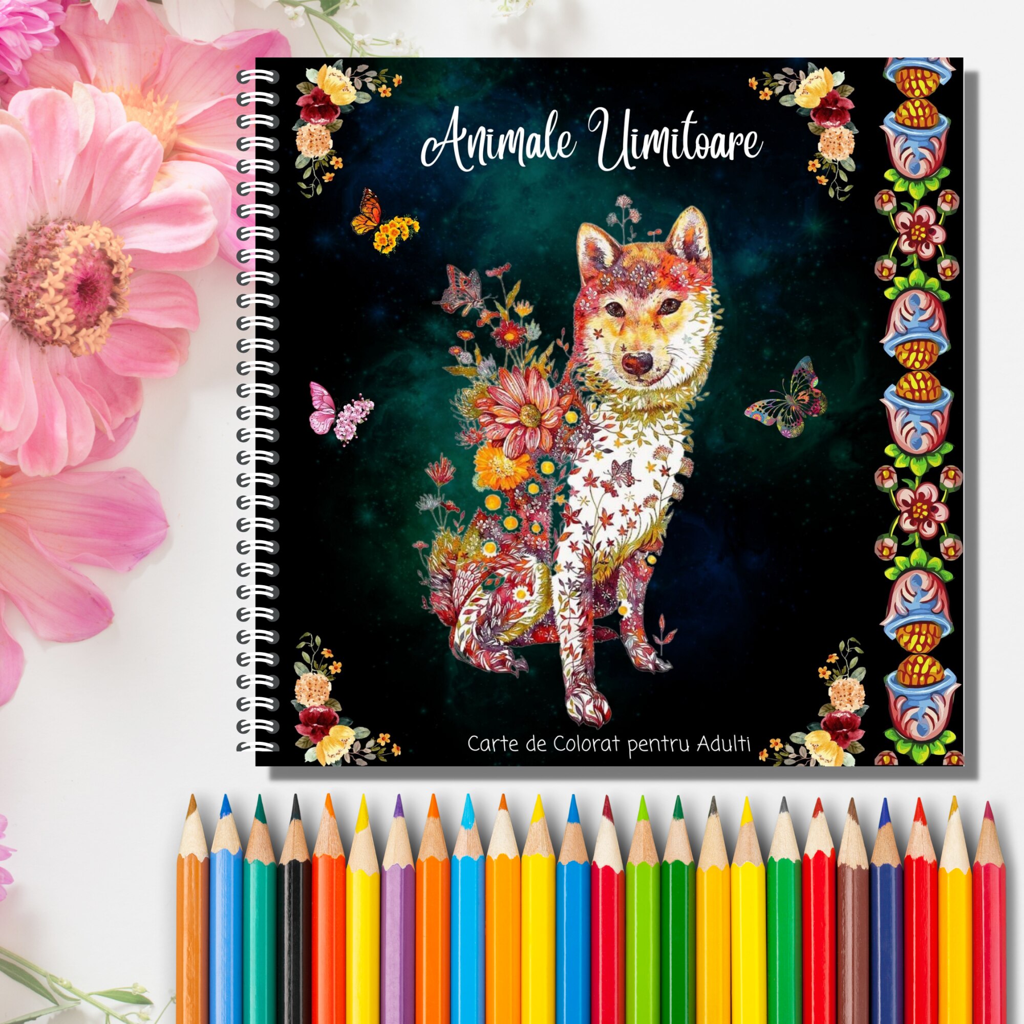 Carte de Colorat pentru Adulti, 50 de Mandale Diferite cu Animale ...