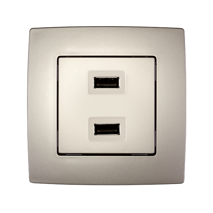 Priza USB, Elmark City, Sampanie metalizat, 190752 - eMAG.ro