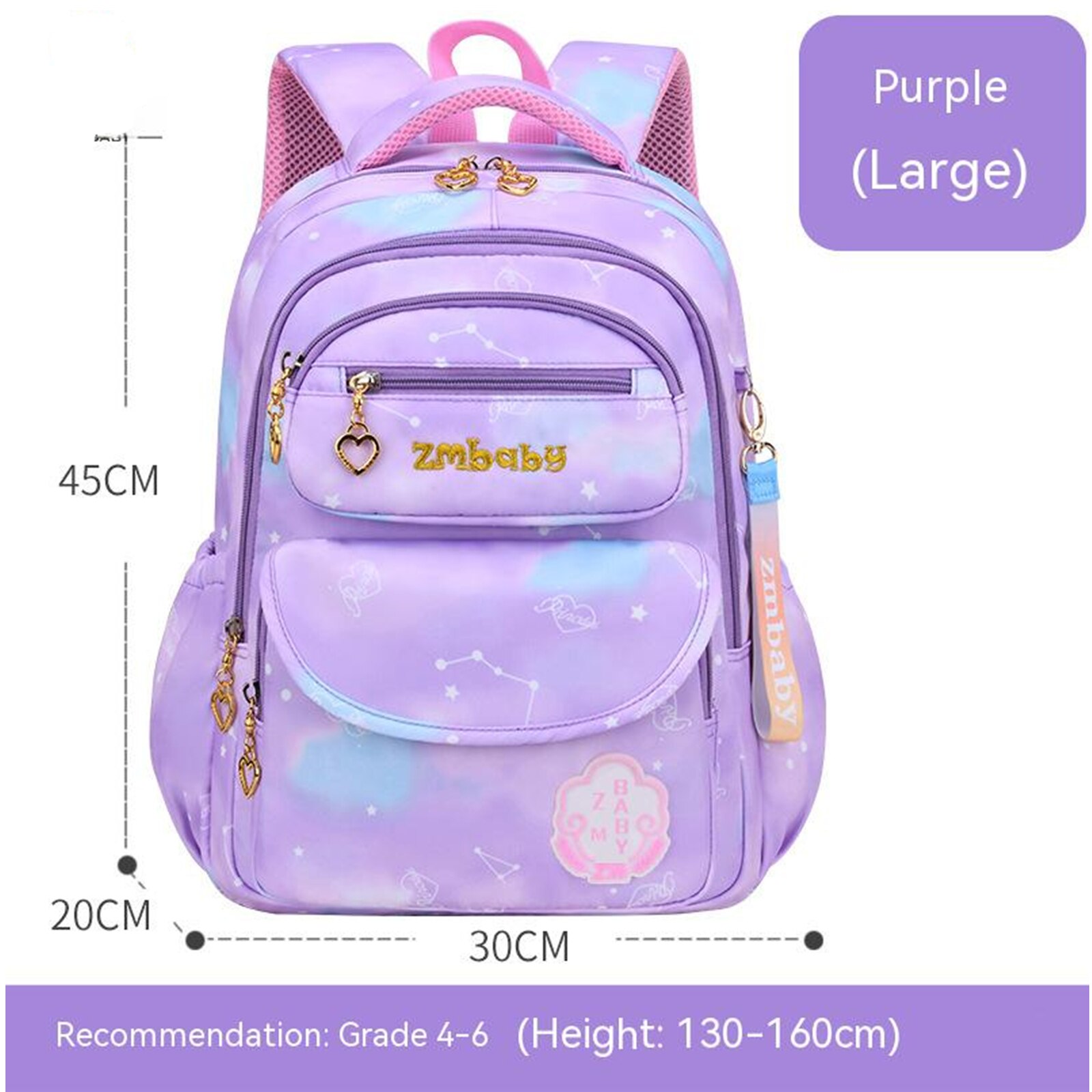 Rucsac de scoala, ZMBABY, Textil, Mov - eMAG.ro
