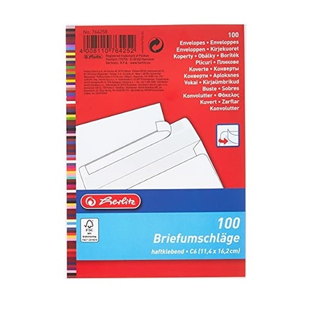 Пликове Herlitz, DIN C6, Бял, 100 бр - eMAG.bg