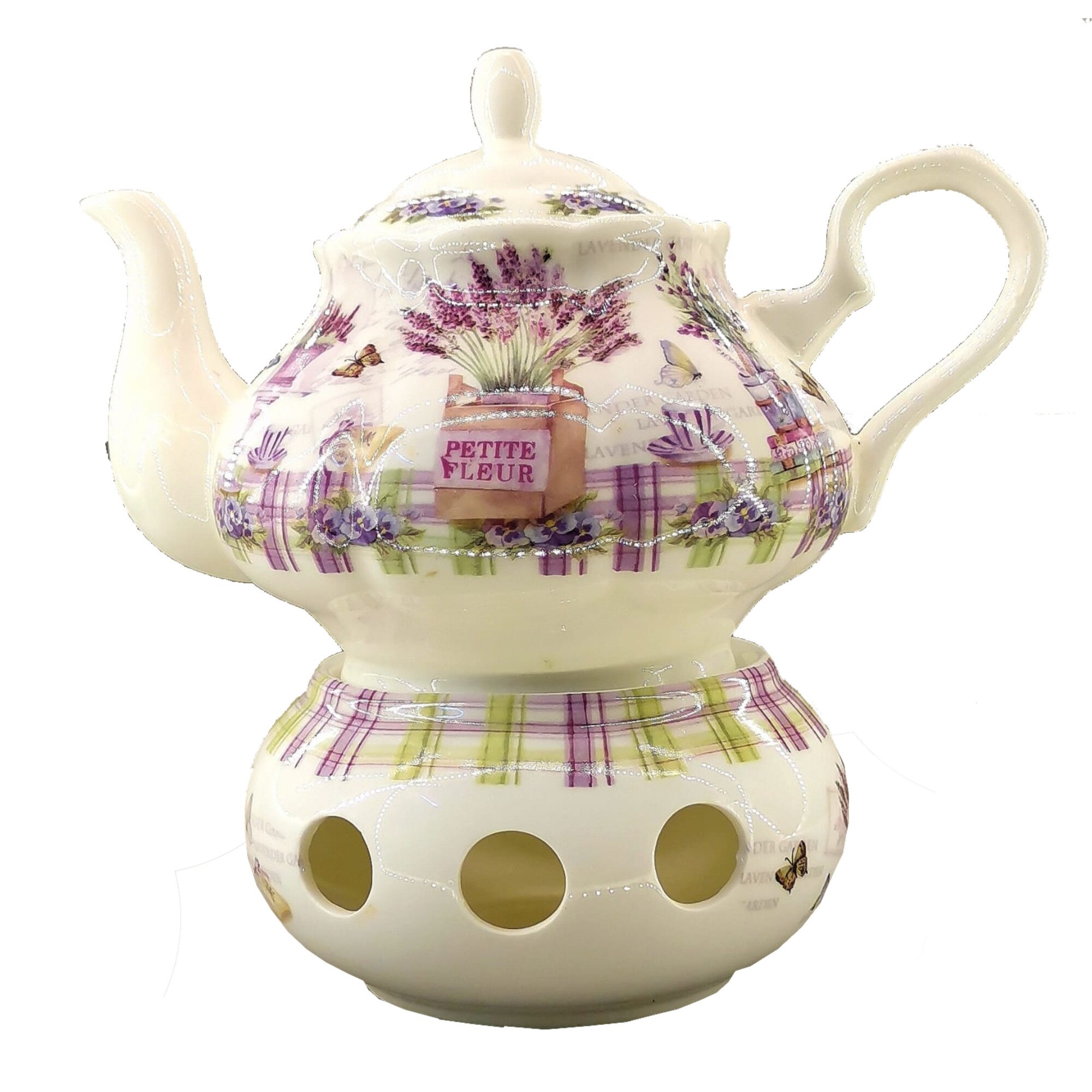 Set ceainic cu incalzitor, model lavanda, ClauM, 15-16/15, 500 ml - eMAG.ro