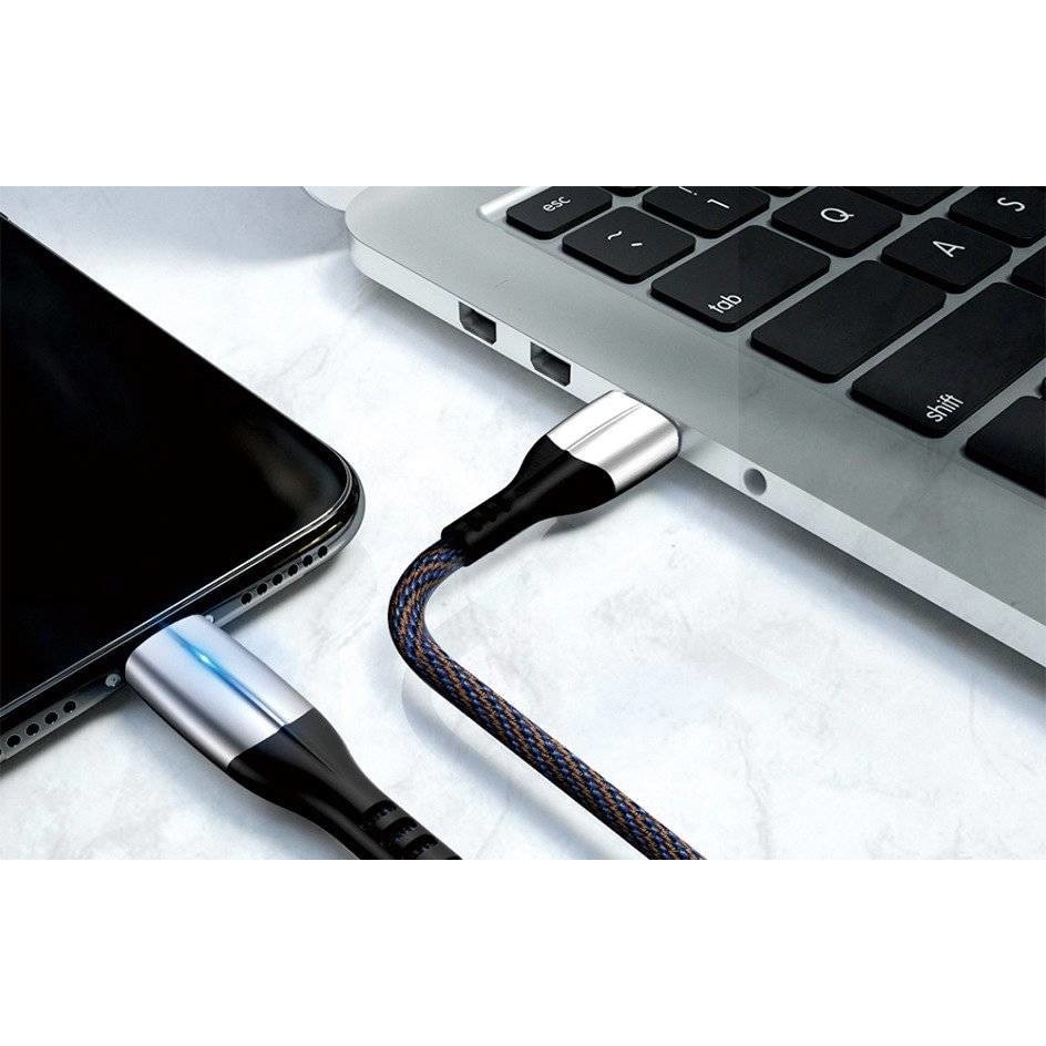 Cablu USB ranforsat cu LED si conectori din aluminiu pentru telefon, UC ...