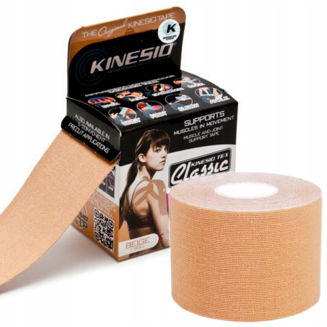 Banda kinesiologica Kinesio Tex Classic, bej, 5 cm x 4 m, elastica ...