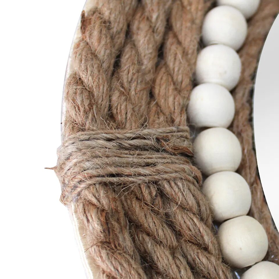 Винтидж огледало, кръгла памучна корда, 31х31 см, Callena - eMAG.bg