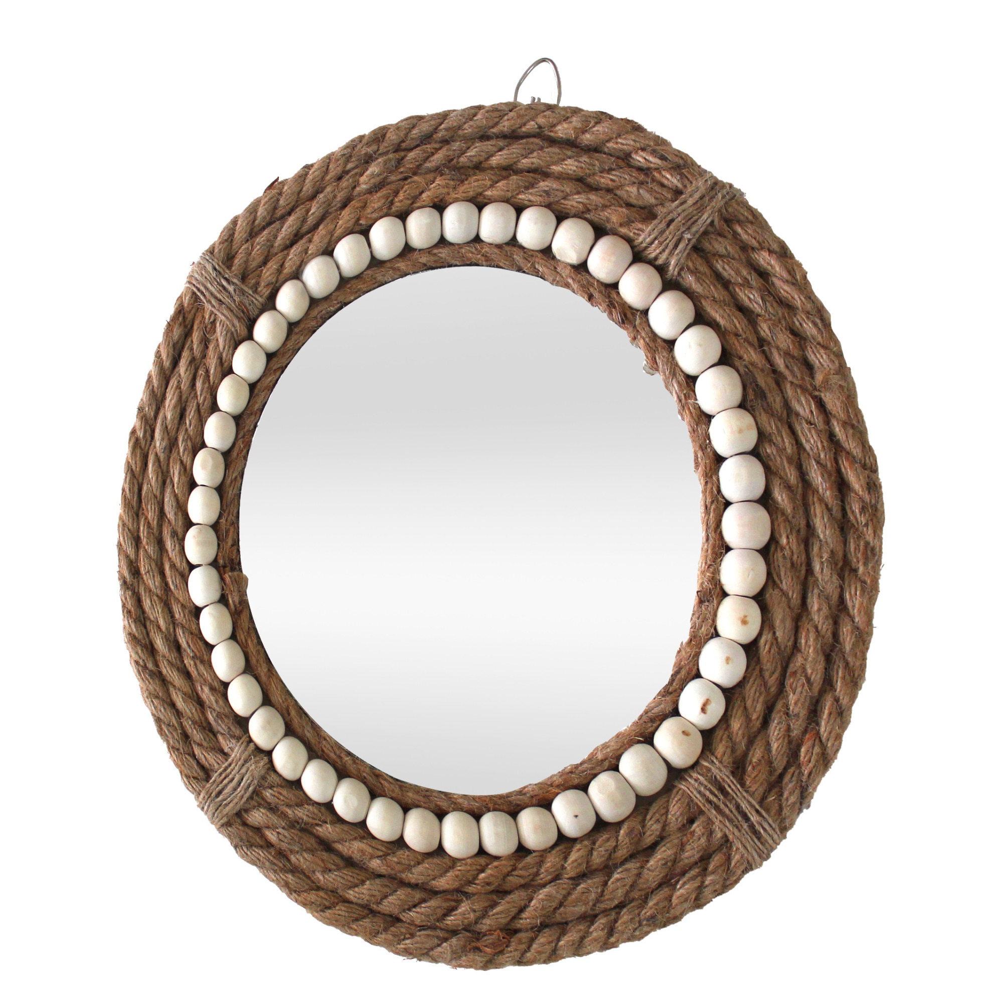 Винтидж огледало, кръгла памучна корда, 31х31 см, Callena - eMAG.bg