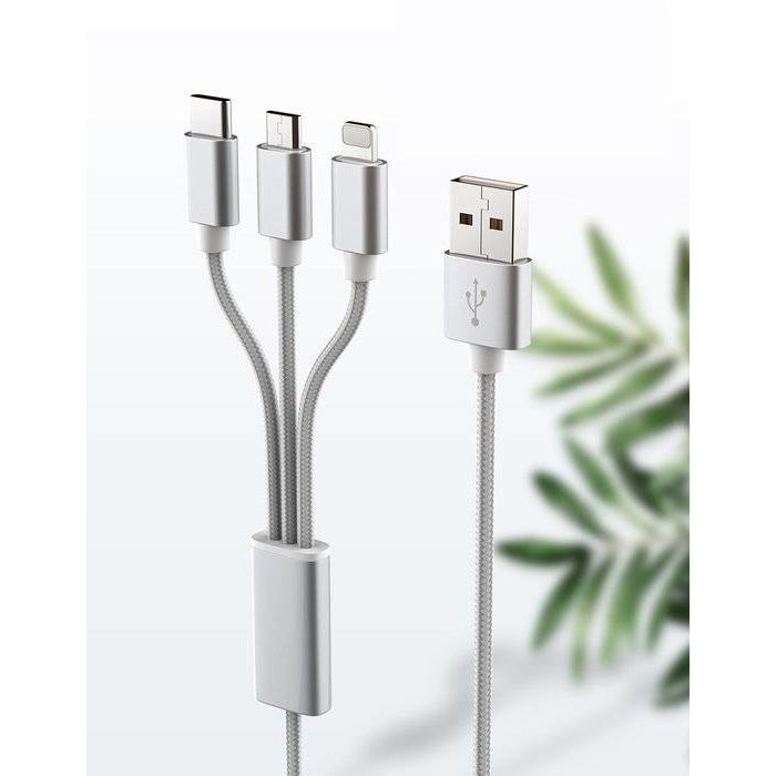 Cablu de incarcare USB 3 in 1 pentru telefon - Micro USB / Lightning ...