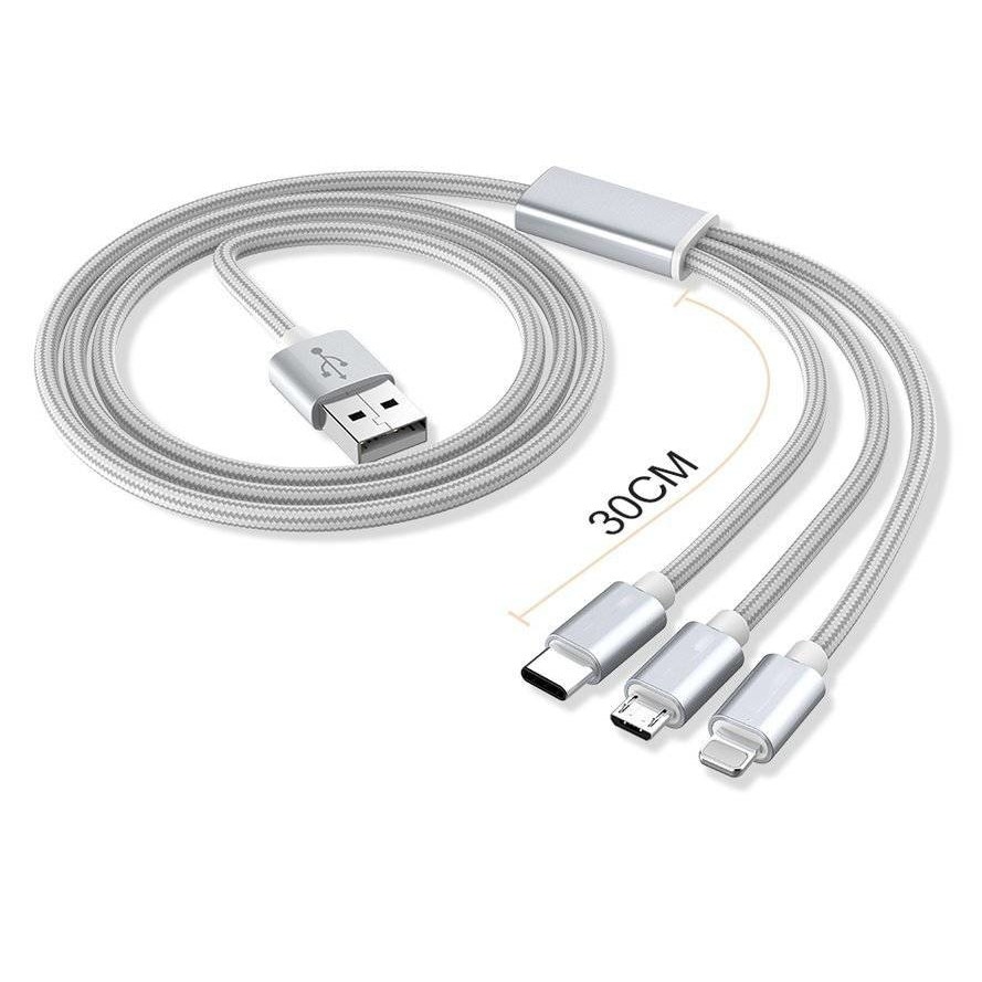 Cablu de incarcare USB 3 in 1 pentru telefon - Micro USB / Lightning ...