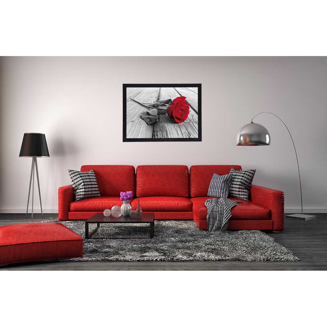 Afis modern, rama neagra, Postergaleria, 50x70 cm, Trandafir 2 - eMAG.ro