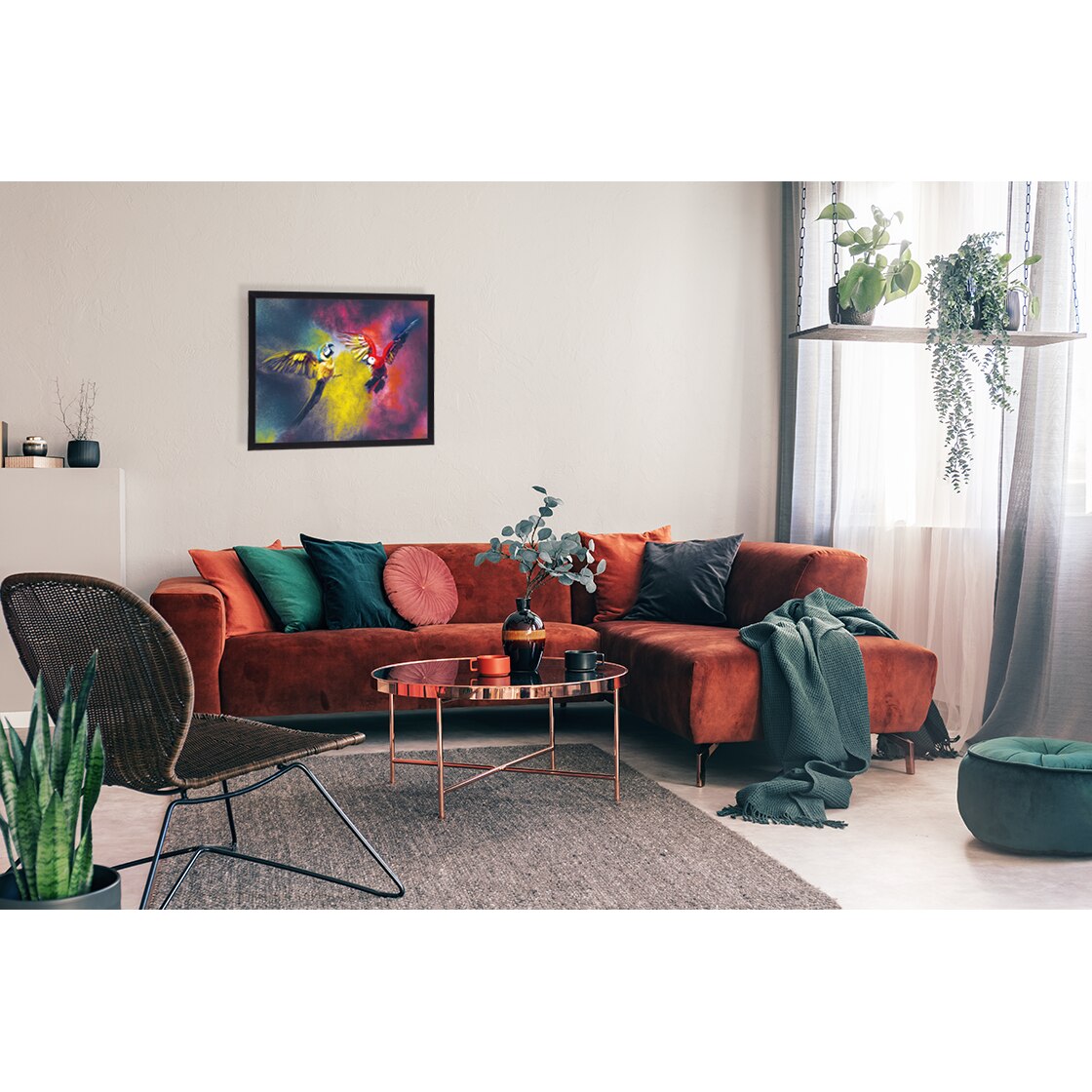 Afis modern, rama neagra, Postergaleria, 40x50 cm, Papagali - eMAG.ro