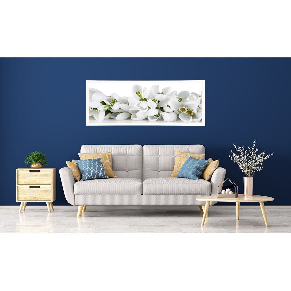 Afis modern, rama alba, Postergaleria, 50x140 cm, Floare 9 - eMAG.ro